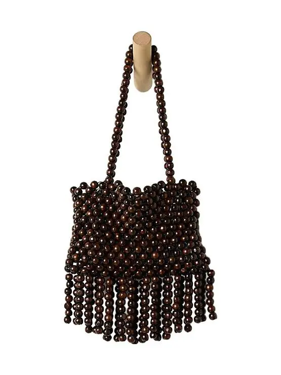 Free People Lucy Fringed Bead Bag - Cinnamon