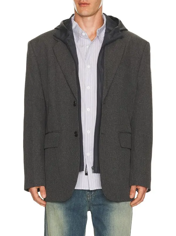 We11Done Hood Detachable Blazer - Dark Grey