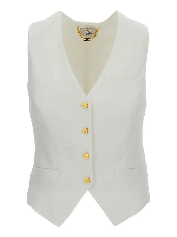 Elisabetta Franchi Linen-blend Vest - White