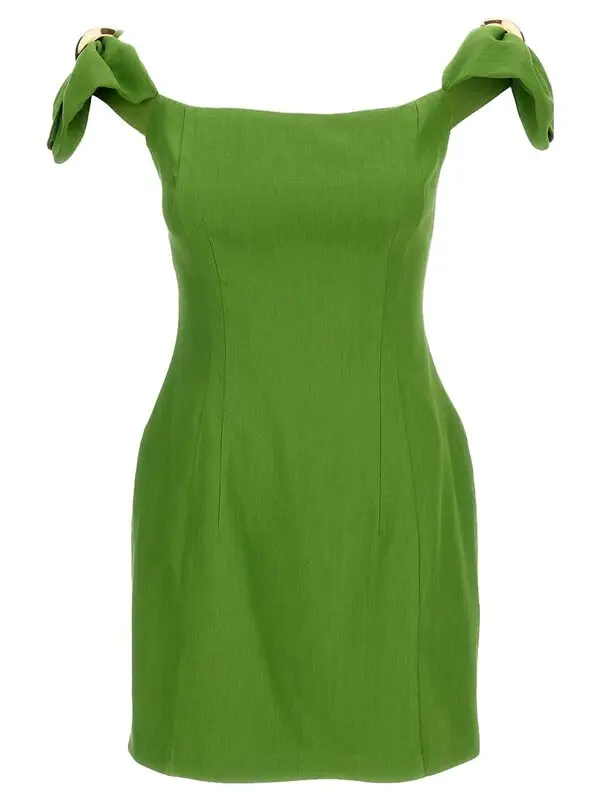 Elisabetta Franchi Linen-blend Mini Dress - Green