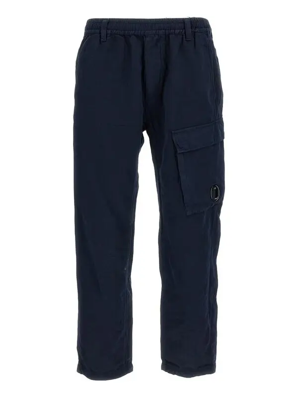 C.P. COMPANY Linen-blend Cargo Trousers - Blue