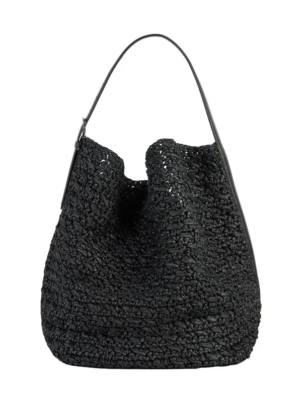 TOTEME Belted Paper Raffia Tote - Black
