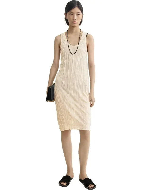 TOTEME Crinkled Knit Tank Dress - Beige