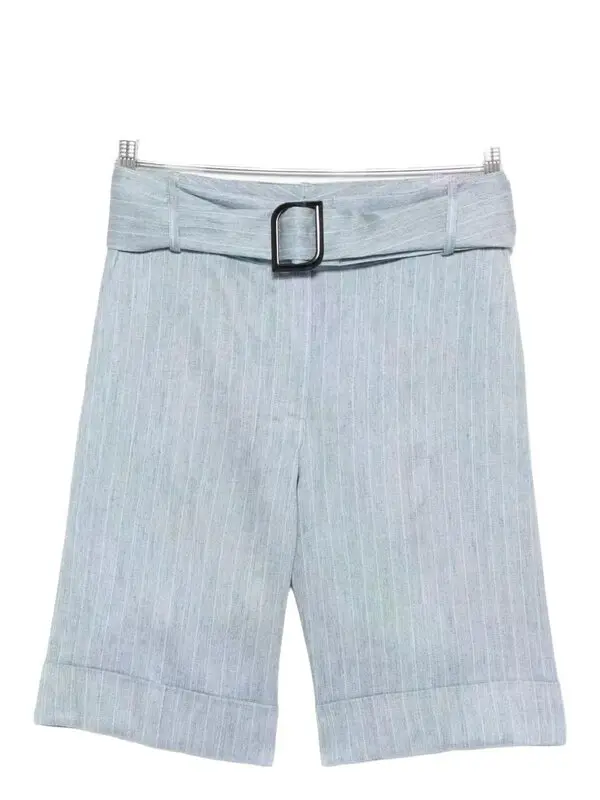 D.exterior Pinstripe Belted Shorts - Blue