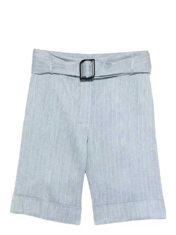 D.exterior Pinstripe Belted Shorts - Blue