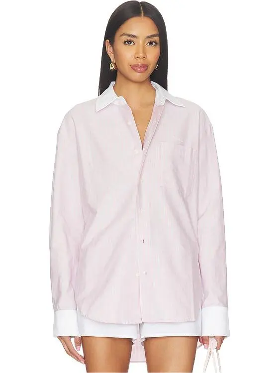 MOTHER The Roomie Frenchie Shirt - Rose