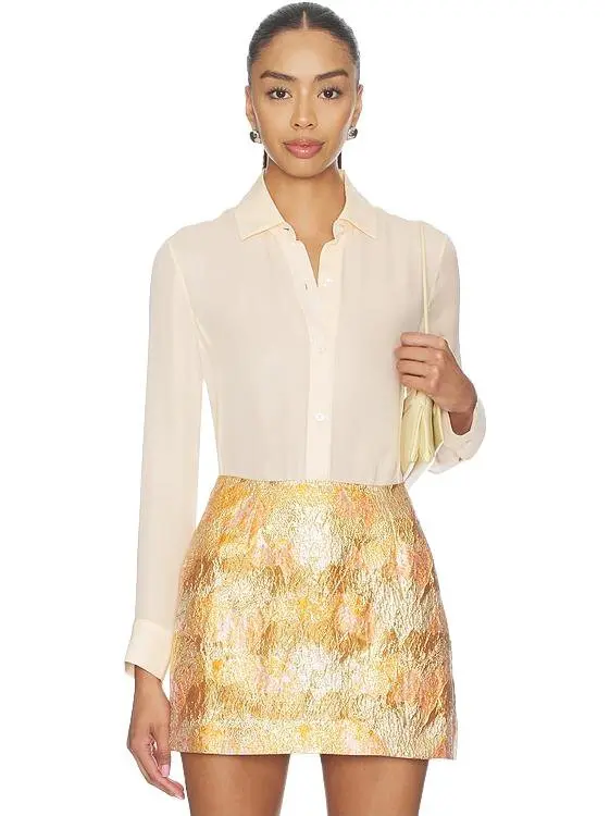 Renggli Silk Georgette Button Up Shirt - Peach