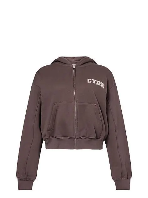 THE COUTURE CLUB Logo-embroidered Cotton Hoody - Brown