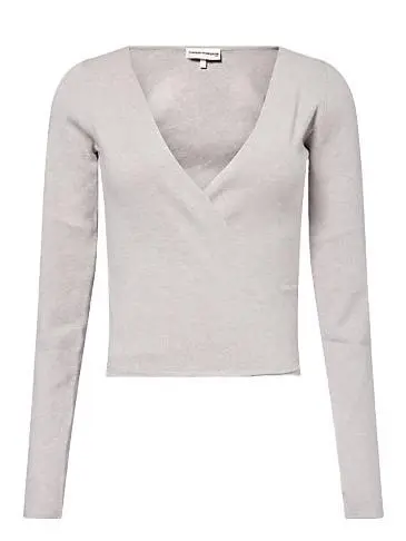 THE COUTURE CLUB Wrap-around Long-sleeve Knitted Cardigan - Greymarl