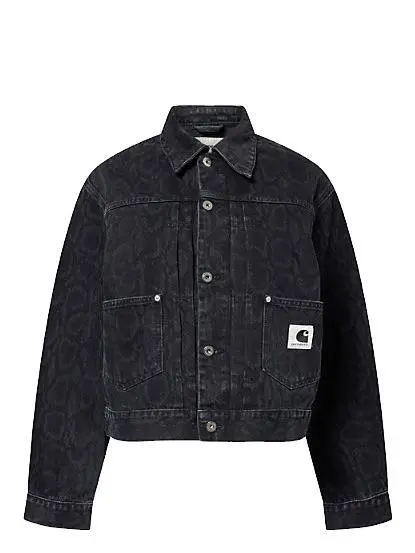 Carhartt Work In Progress Belmar Logo-patch Denim Jacket - Snake Camo, Black