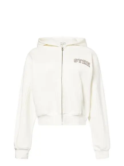 THE COUTURE CLUB Logo-embroidered Cotton Hoody - Offwhite