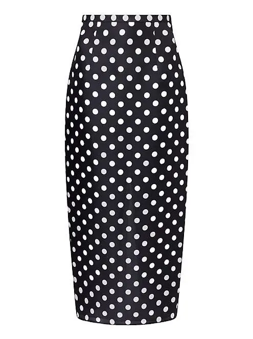Khaite Winton Polka-dot Silk Pencil Maxi Skirt - Medium Dot Black