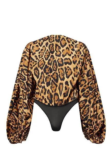 Alaïa Leopard-print Backless Nylon Body - Noir/caramel