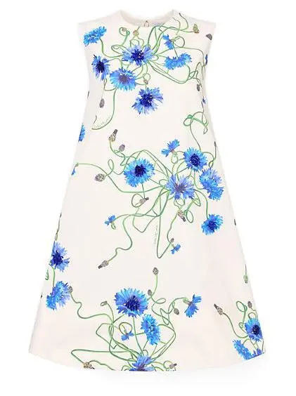 Stella McCartney Floral-print A-line Mini Dress - Cornflower