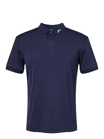 J. Lindeberg Kv Logo-embroidered Woven Polo Shirt - Navy