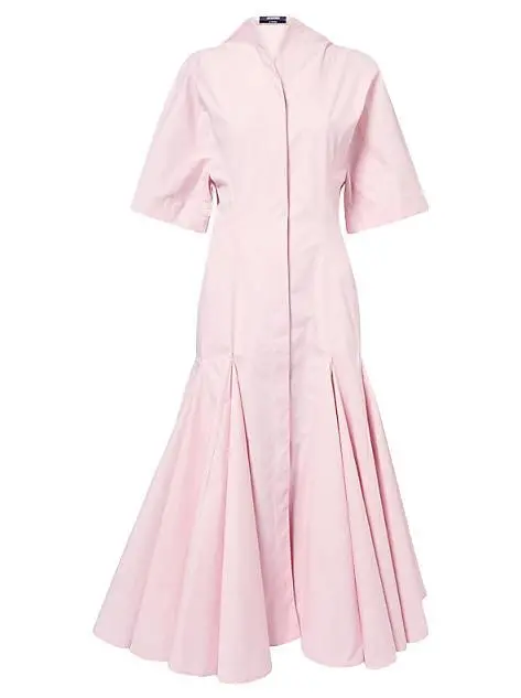 Jacquemus La Robe Moisson Cotton Godet Shirt Dress - Light Pink