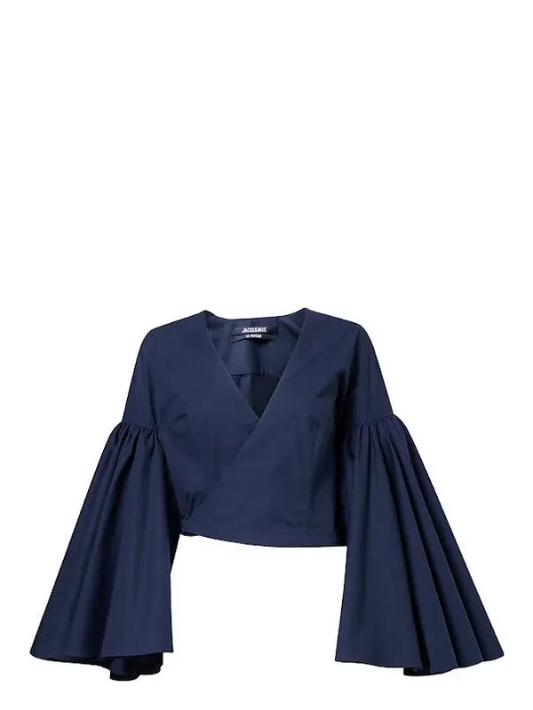 Jacquemus Le Paysan Long-sleeve Wrap Top - Dark Navy