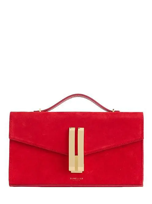 DEMELLIER The Vancouver Suede Clutch Bag - Berry Red/berry Red