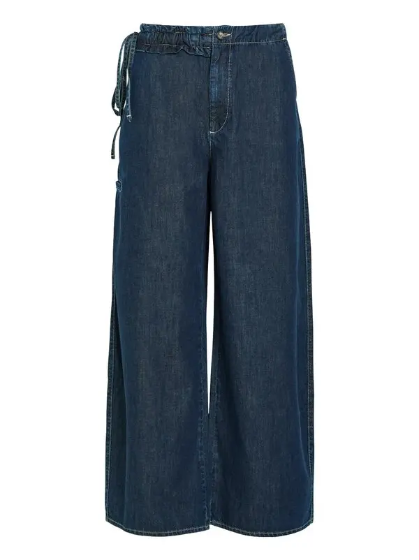 DAMSON MADDER Augusta Ruffled Straight-leg Jeans - Indigo