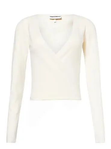 THE COUTURE CLUB Long-sleeve Knitted Wrap Cardigan - Offwhite