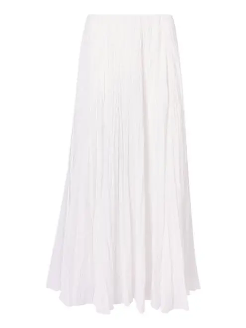 Vince Crinkled Plissé Cotton-blend Maxi Skirt - Off White