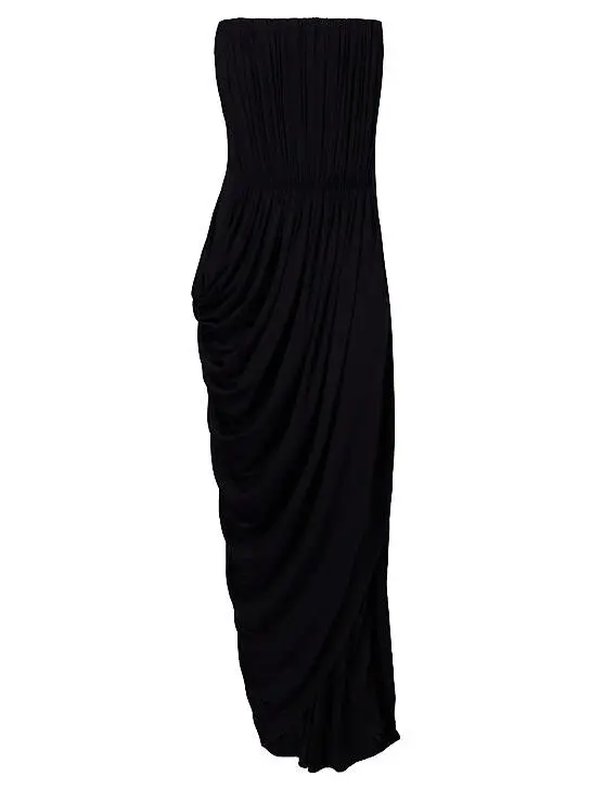 Stella McCartney Draped Boned Square-neck Crepe-jersey Maxi Gown - Black