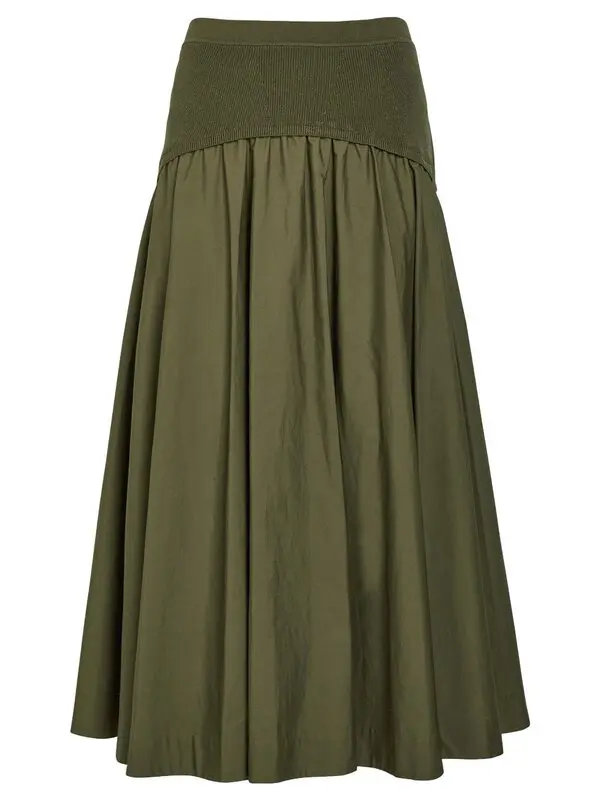 Simkhai Ovie Cotton-poplin Midi Skirt - Khaki