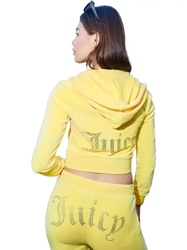 Juicy Couture Velour Zip Up Hoodie - Buttercup