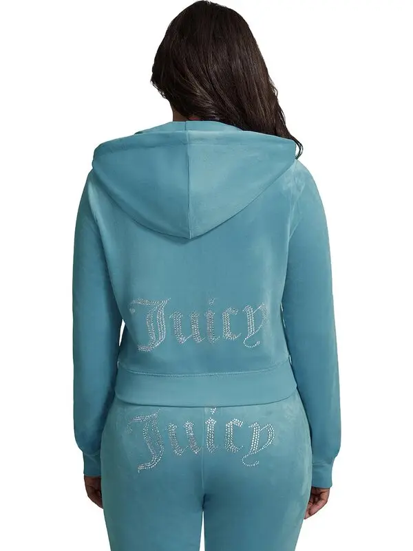 Juicy Couture Plus-size Big Bling Velour Hoodie - Cut Glass