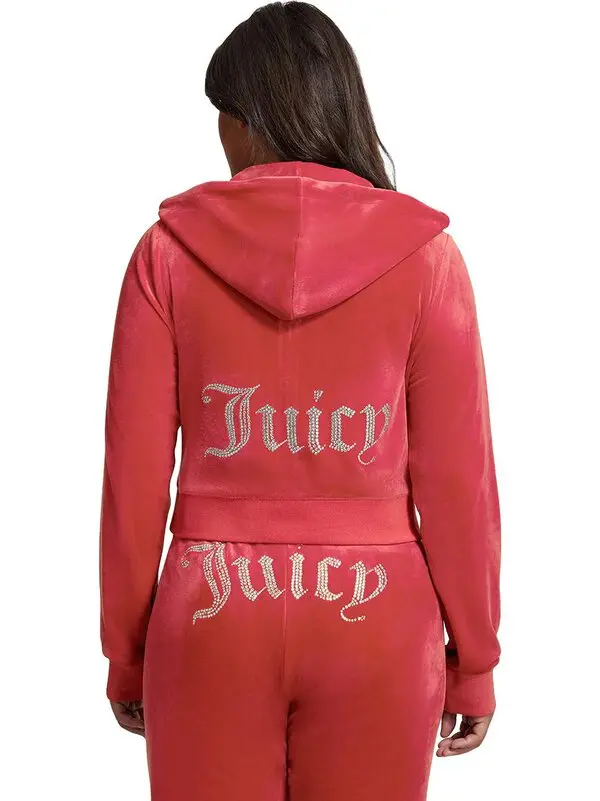 Juicy Couture Plus-size Big Bling Velour Hoodie - Maraschino