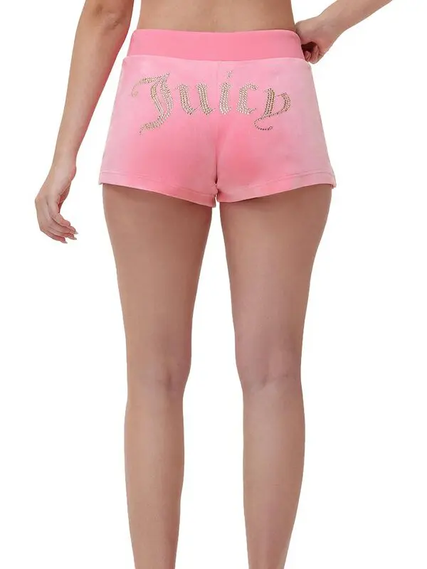 Juicy Couture Scottie Big Bling Velour Shorts - Hot Hot