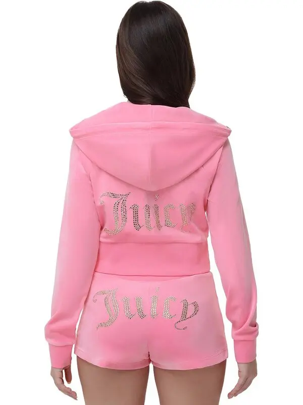 Juicy Couture Scottie Big Bling Velour Hoodie - Hot Hot