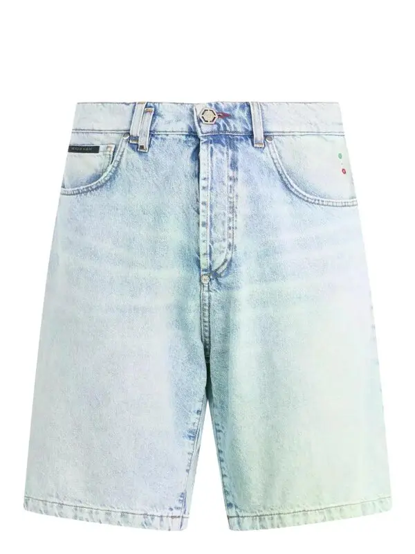 Philipp Plein Belt-loop Denim Bermuda Shorts - Blue