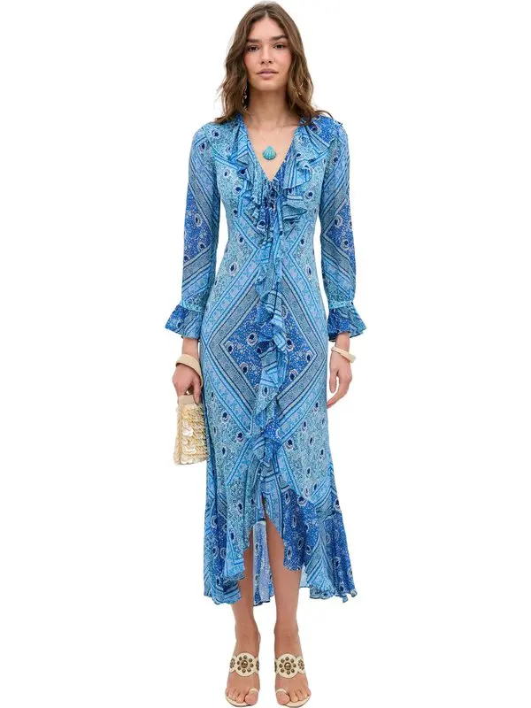 Rixo Gracye Boho Scarf - Blue