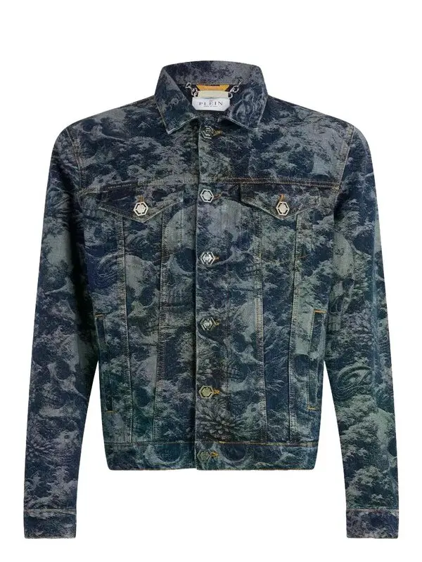 Philipp Plein Skull-print Denim Jacket - Blue