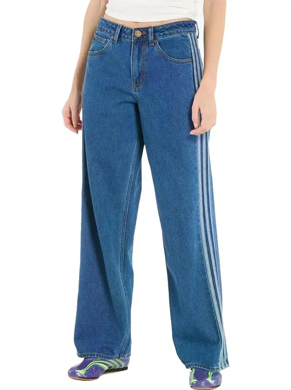 Adidas Striped Wide-leg Jeans - Blue