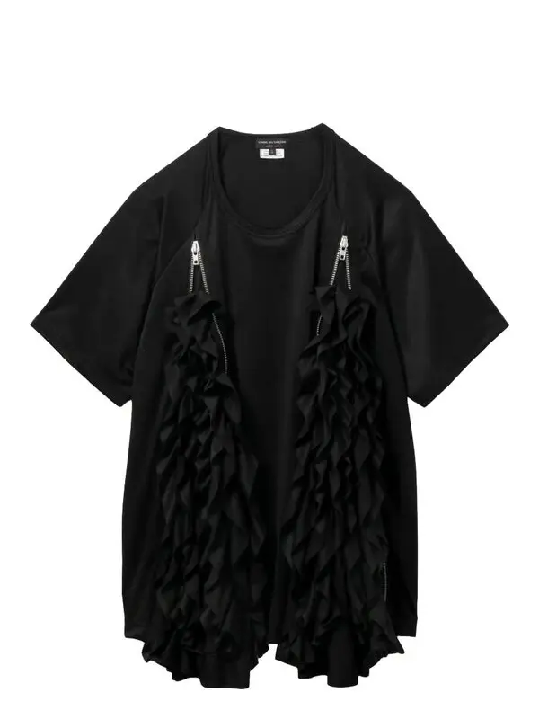 Comme Des Garçons Zip Ruffled T-shirt - Black