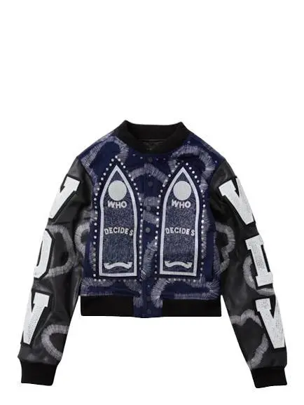 WHO DECIDES WAR BY EV BRAVADO Hardware Cathedral Varsity Jacket - Black