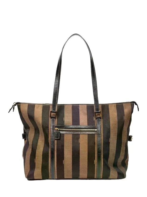 Fendi Pequin Large Tote Bag - Brown