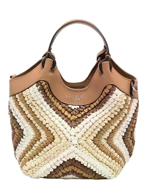 GIANNI CHIARINI Mini Diamix Woven Geometric-pattern Shoulder Bag - Neutrals
