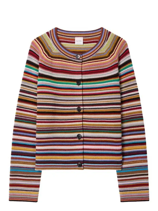 Paul Smith Striped Buttoned Cardigan - Brown