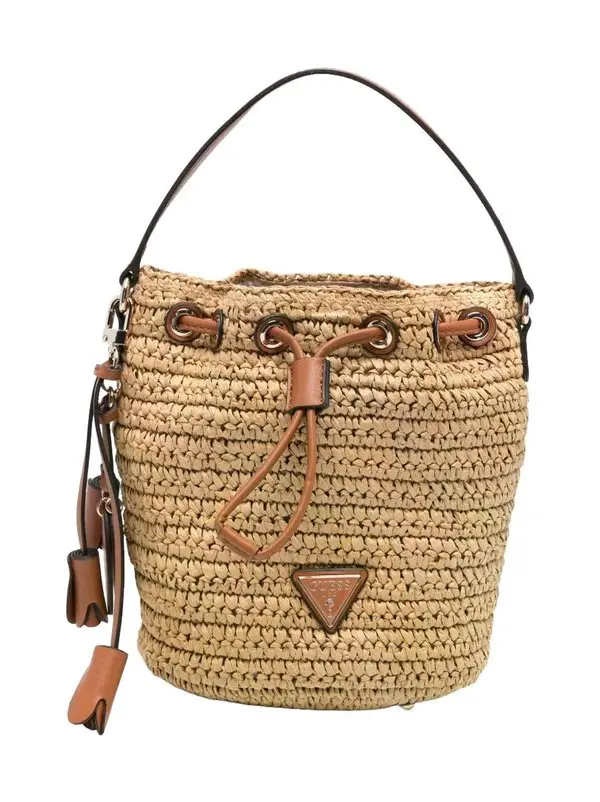 Guess Woven-effect Bucket Bag - Neutrals