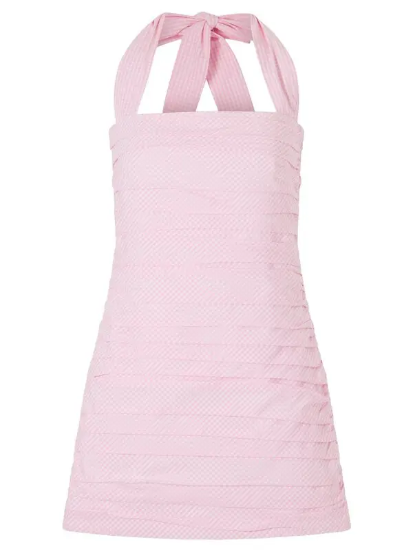 Bernadette Tippy Ruched Checked Mini Dress - Pink