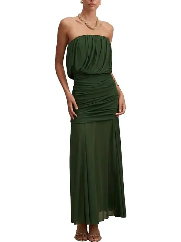 EVER NEW Lyra Bandeau Draped Maxi Dress - Stone Green