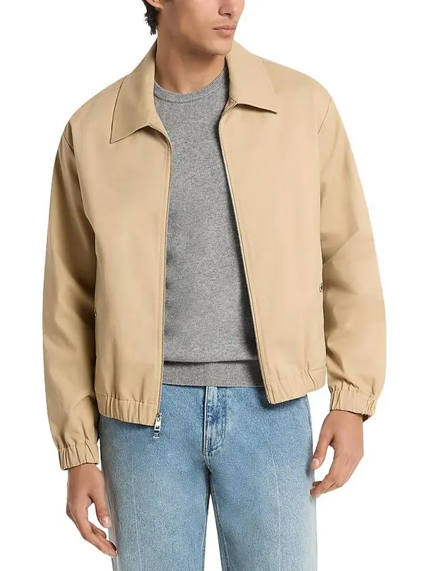 Michael Kors Cotton Linen Zip Blouson Jacket - Khaki