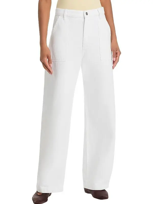 FRAME The Bow Cargo High-rise Barrel Jeans - White
