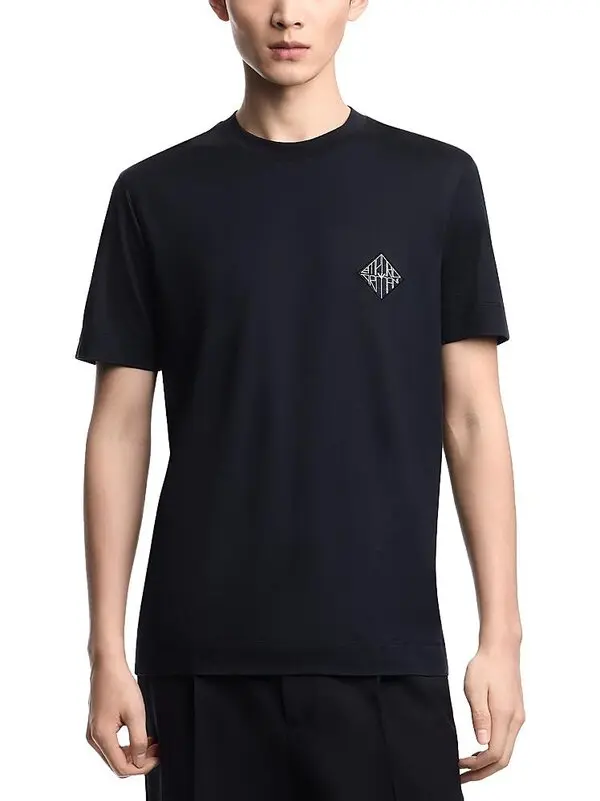 Emporio Armani Regular Fit Crewneck Logo T-shirt - Navy Blue