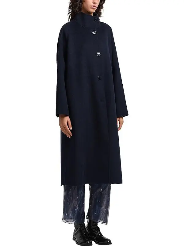 Emporio Armani Double Faced Belted Coat - Navy Blue