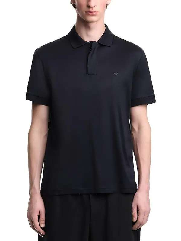 Emporio Armani Regular Fit Zip Polo Shirt - Navy Blue