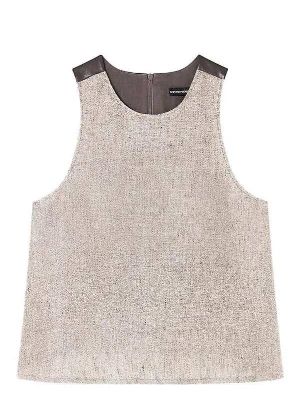 Emporio Armani Canvas Linen Sleeveless Top - Champagne Beige